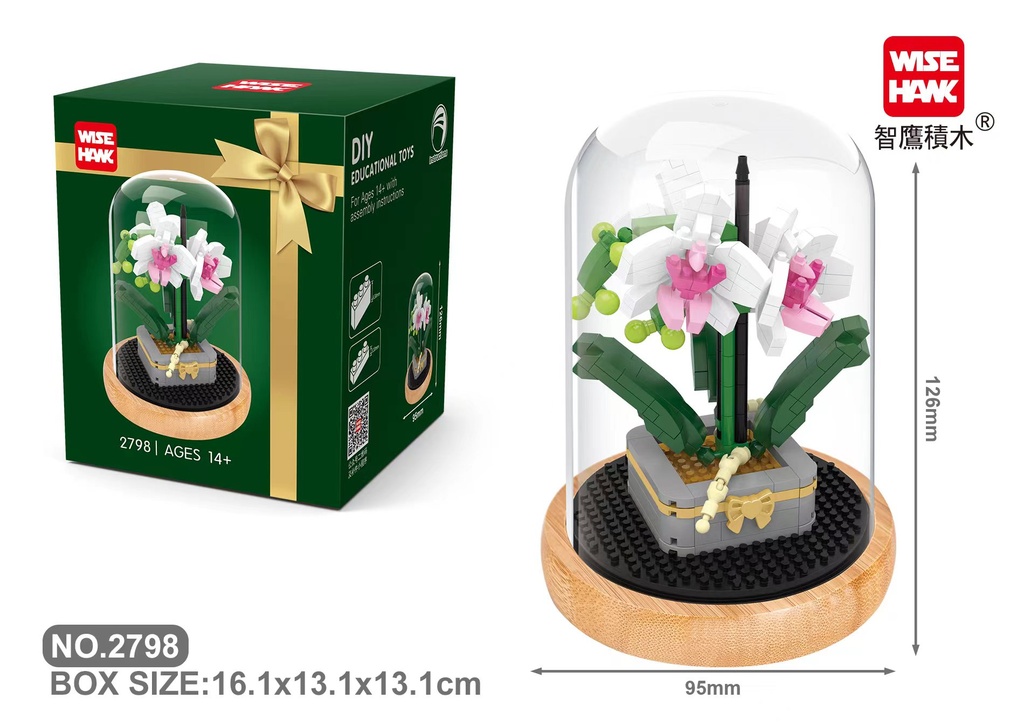 Orquídea Mariposa en Microbloques con Cúpula | A-Cute Tech Store